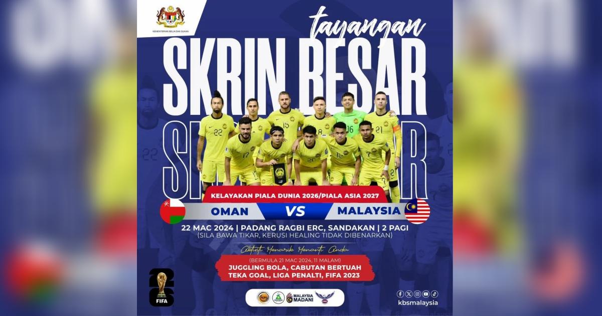 Tayangan skrin besar aksi Malaysia-Oman di 16 venue | BULETIN TV3 Malaysia
