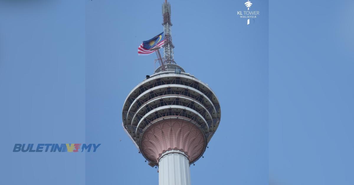 Kibaran Jalur Gemilang gergasi di Menara KL, semarak sambutan Hari ...