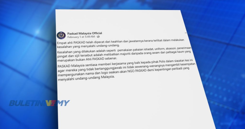 4 anggota PASKAD dipecat susulan isu pakaian mirip tentera | BULETIN ...