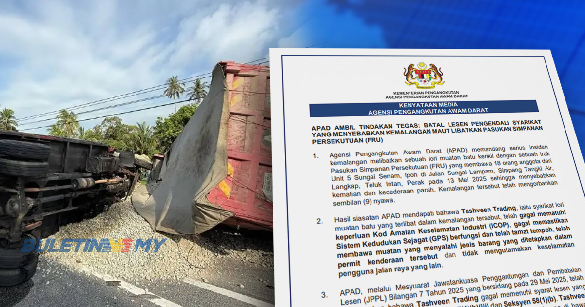 APAD batalkan lesen pengendali syarikat susulan kemalangan maut ...