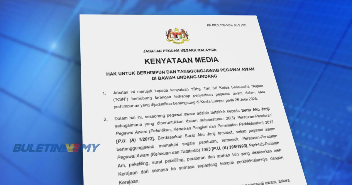Larangan sertai perhimpunan: Pegawai awam tertakluk kepada Surat Aku ...