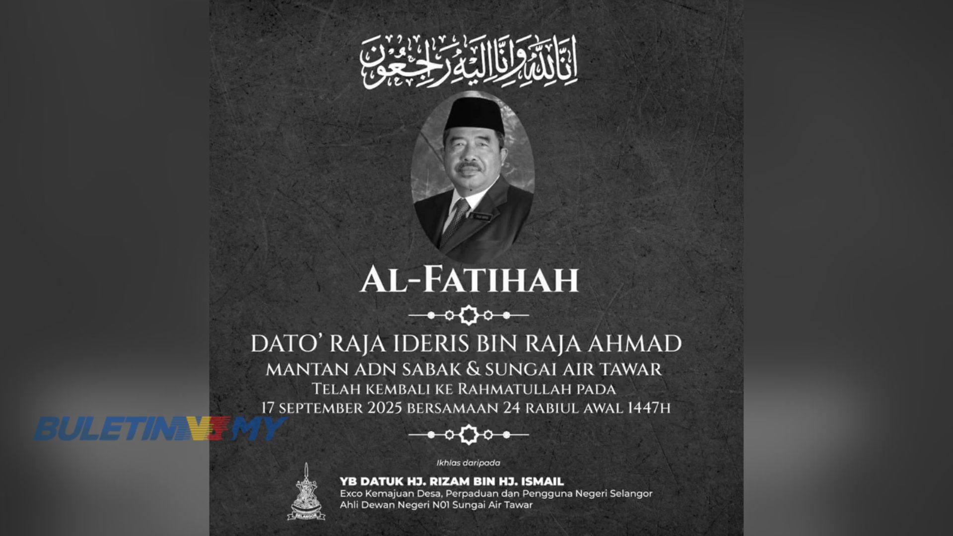 Bekas Exco Selangor, Raja Ideris meninggal dunia | BULETIN TV3 Malaysia