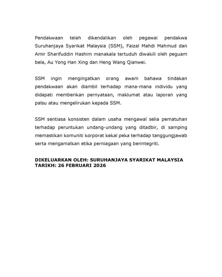 Pengarah syarikat didenda RM30,000 buat pernyataan palsu kepada SSM ...